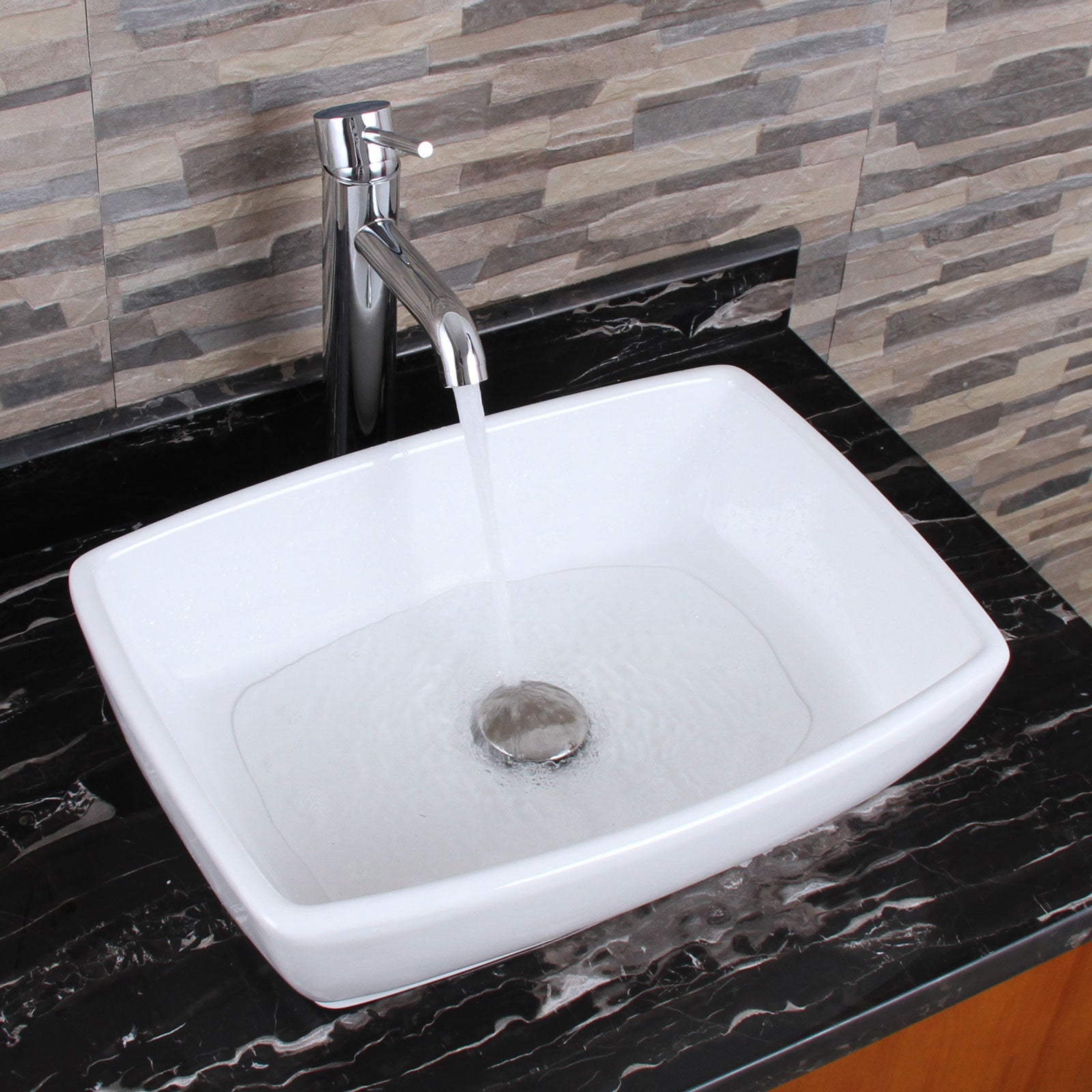 ELITE 302 Unique Rectangle Shape White Porcelain Ceramic Bathroom Vess ...
