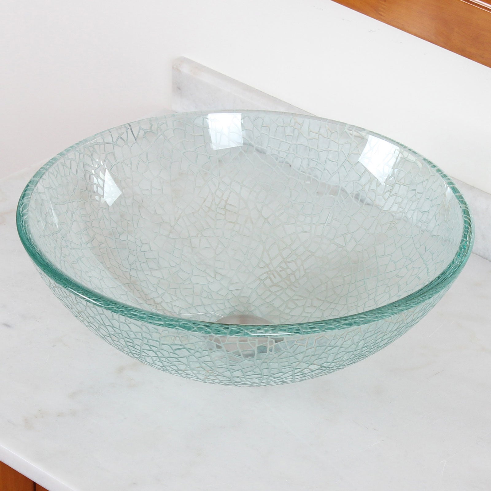 ELITE Transparent Cracking Style Bathroom Glass Vessel Sink S25 – Elite ...