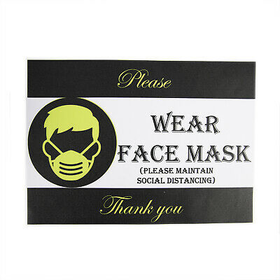 "Wear Face Mask" Window Cling - 6 Pack 10x7 Inch - Premium Static Wind ...